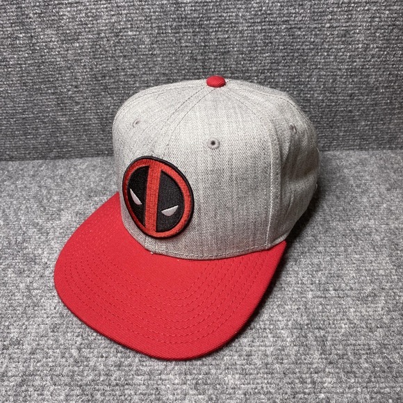 Marvel | Accessories | Marvel Deadpool Hat Cap Snap Back Gray Red ...
